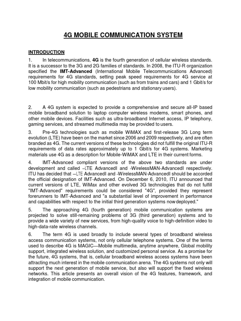 4gLTE Communication | PDF | 4 G | 3 G