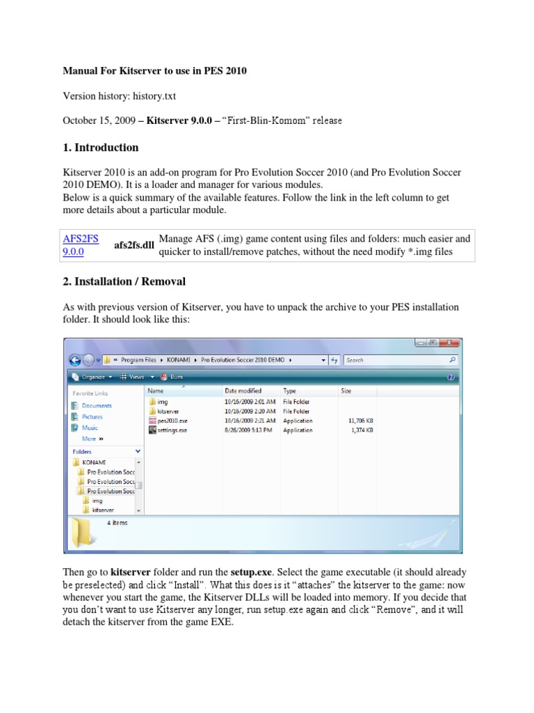 Manual For Kitserver To Use in PES 2010 | PDF | Computer File | Utility Software