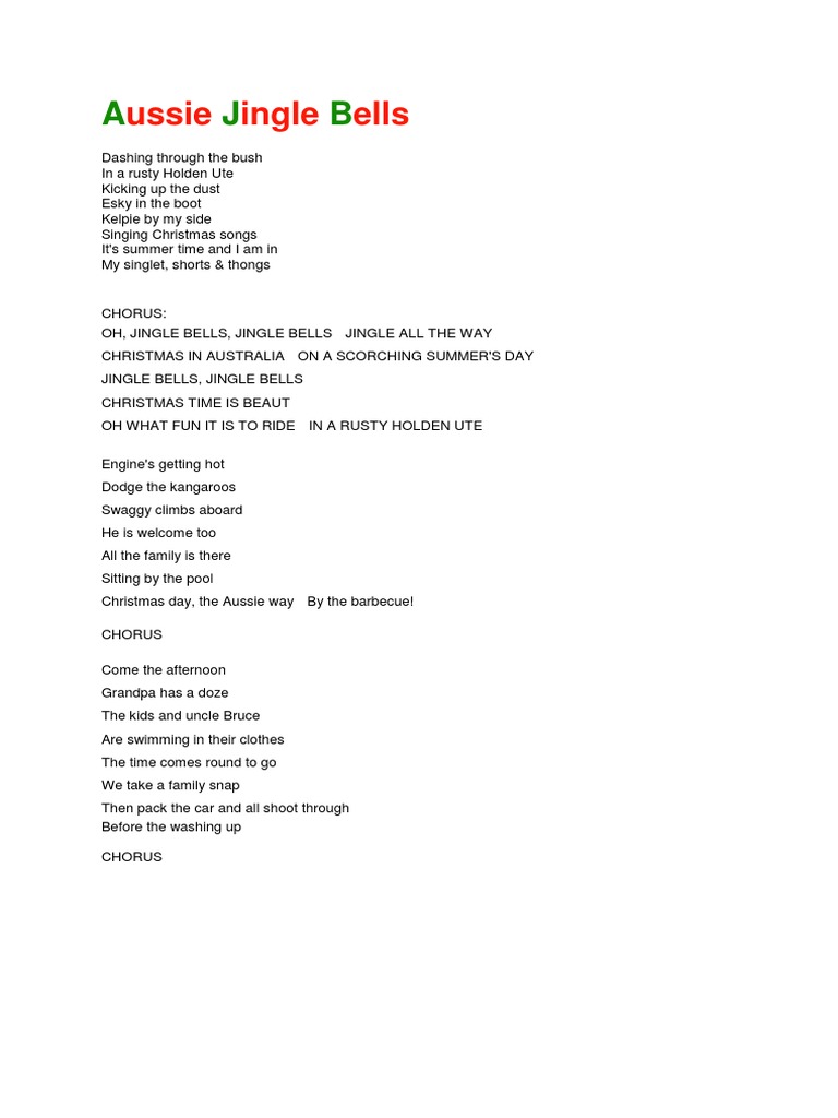 Australian Christmas Jingle Bells Song | PDF
