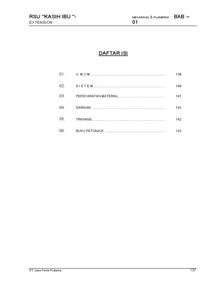 Contoh RKS MEKANIKAL 01 PEKERJAAN PLAMBING | PDF