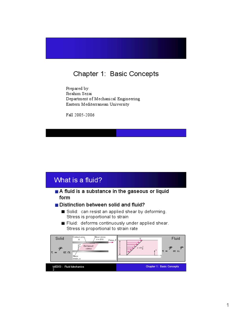 Chapter 1: Basic Concepts: What Is A Fluid? | PDF | Fluid Dynamics ...