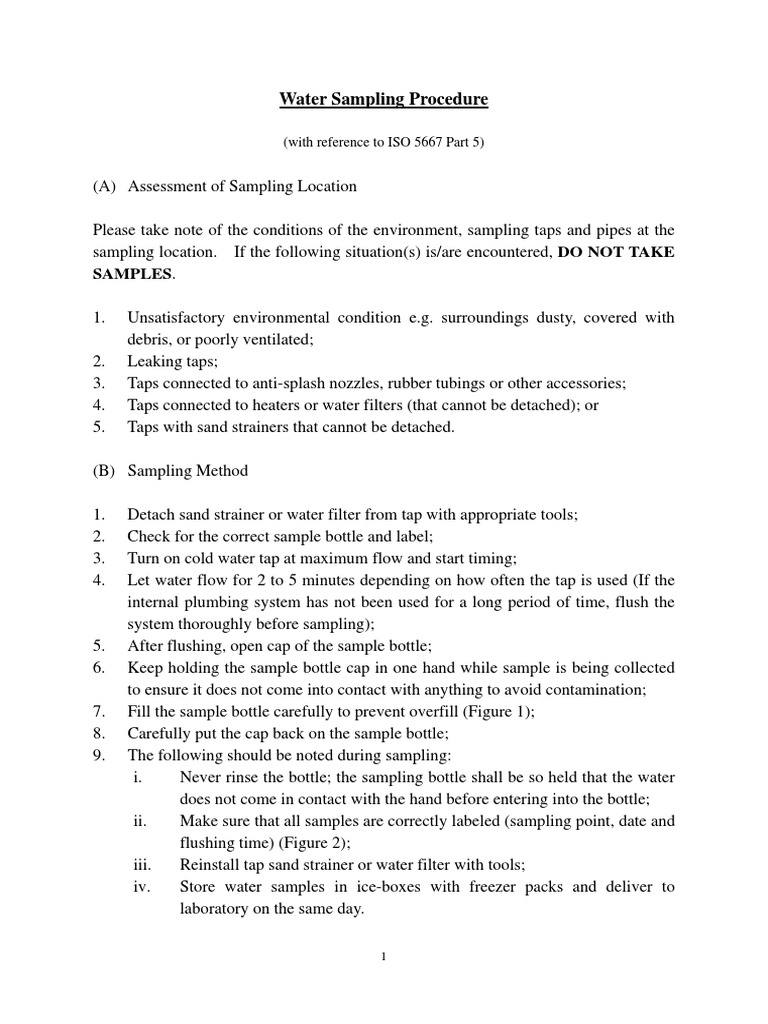 Water Sample Collection Guidelines | PDF | Tap (Valve) | Purified Water
