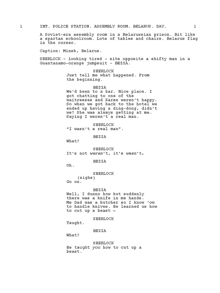 Sherlock The Great Game Final Shooting Script | PDF | Sherlock (TV ...
