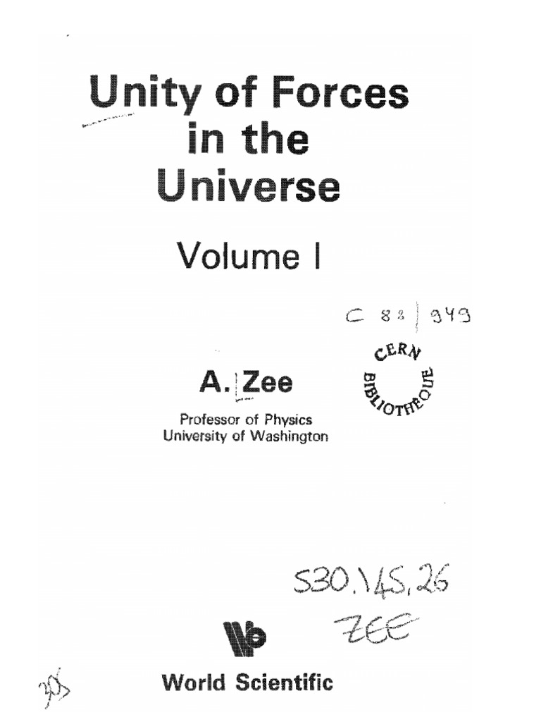 (2 Volume Set) Anthony Zee-Unity of Forces in The Universe-World ...