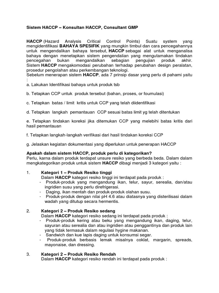 Sistem Haccp | PDF