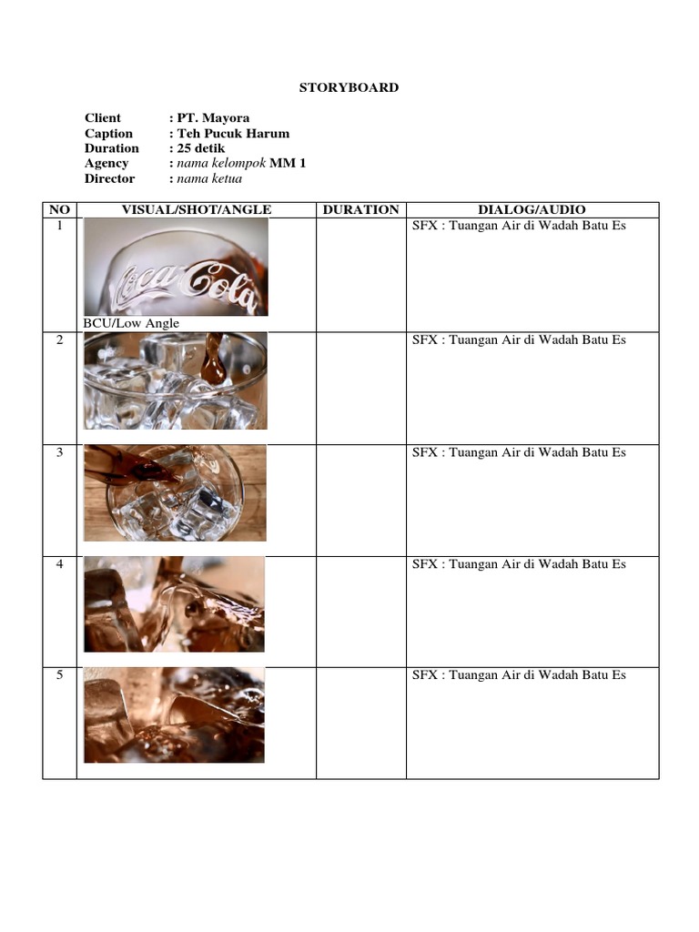 Storyboard Iklan Komersil 1 | PDF