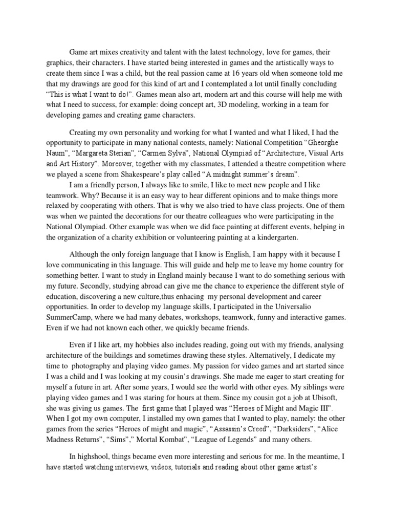 Aspiring Game Artist's Journey | PDF | Video Games | Paintings