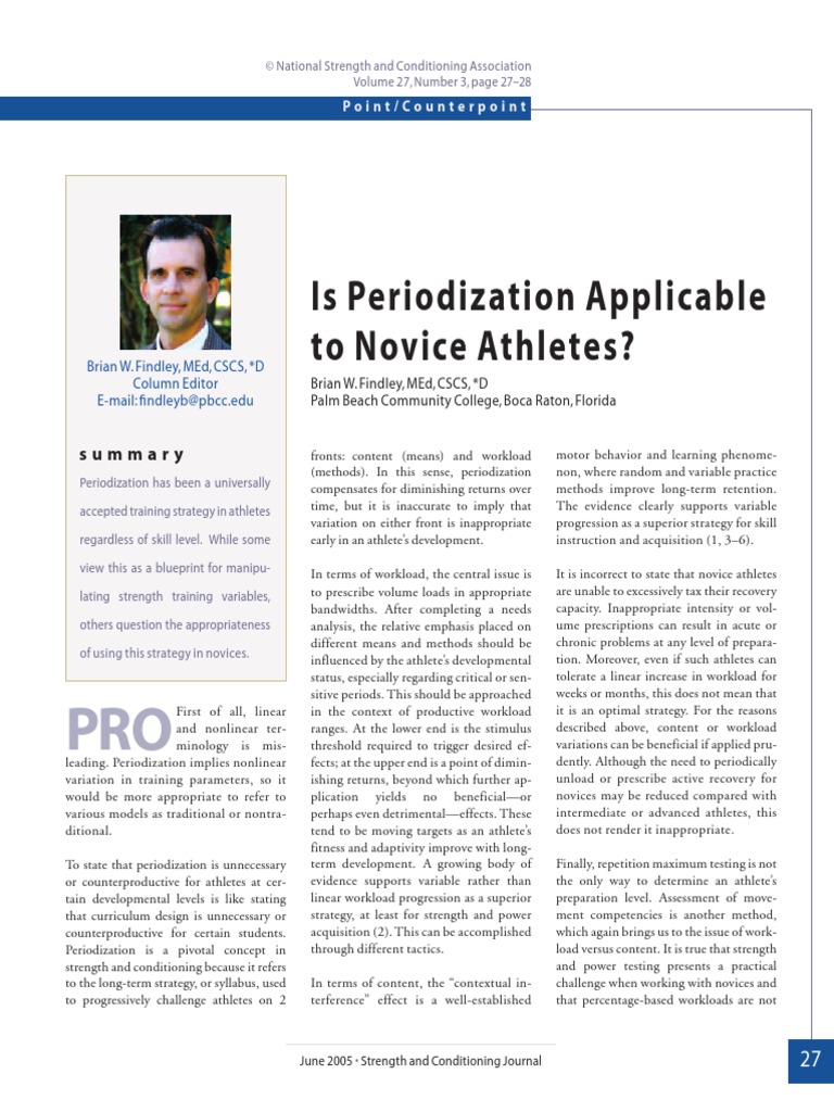 Is Periodization Applicable To Novice Athletes?: Brian W. Findley, Med ...