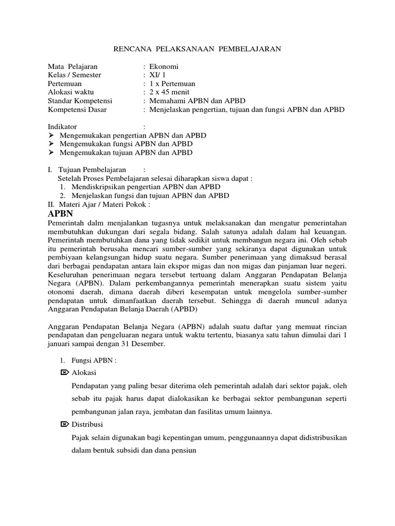 RPP Materi APBN APBD | PDF