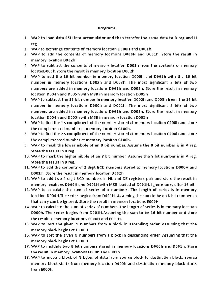 List of 8085 Programs | PDF | Bit | Binary Coded Decimal