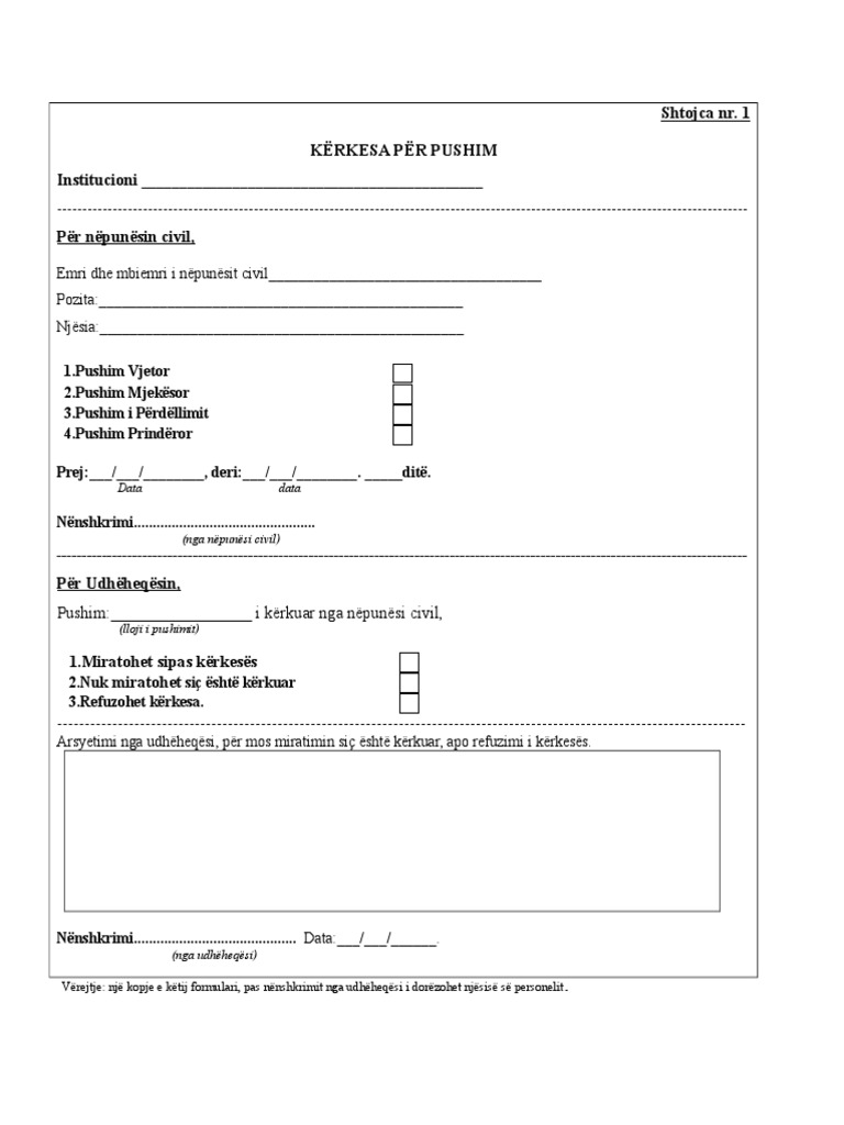 Formulari Per Pushime | PDF