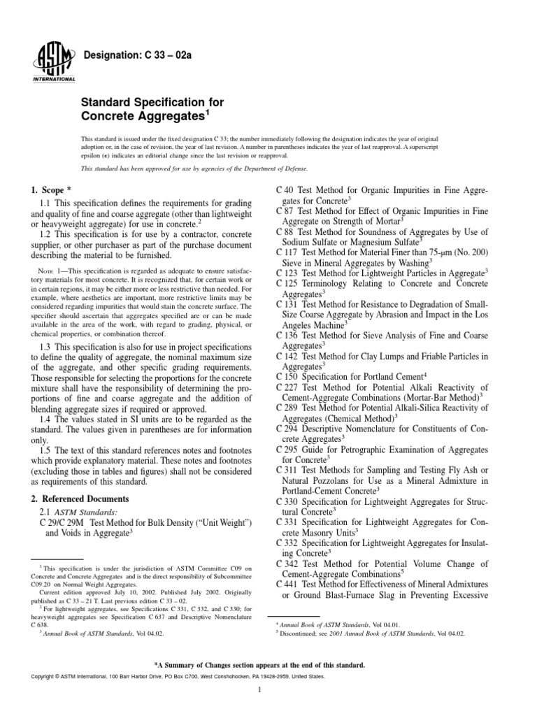 Astm C33 | PDF | Construction Aggregate | Concrete