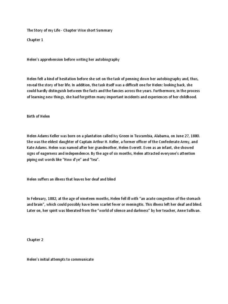 The Story Of My Life Helen Keller Summary