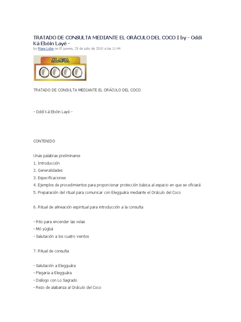 Guía del Oráculo del Coco para Orísha | PDF | Comunicación | Ira