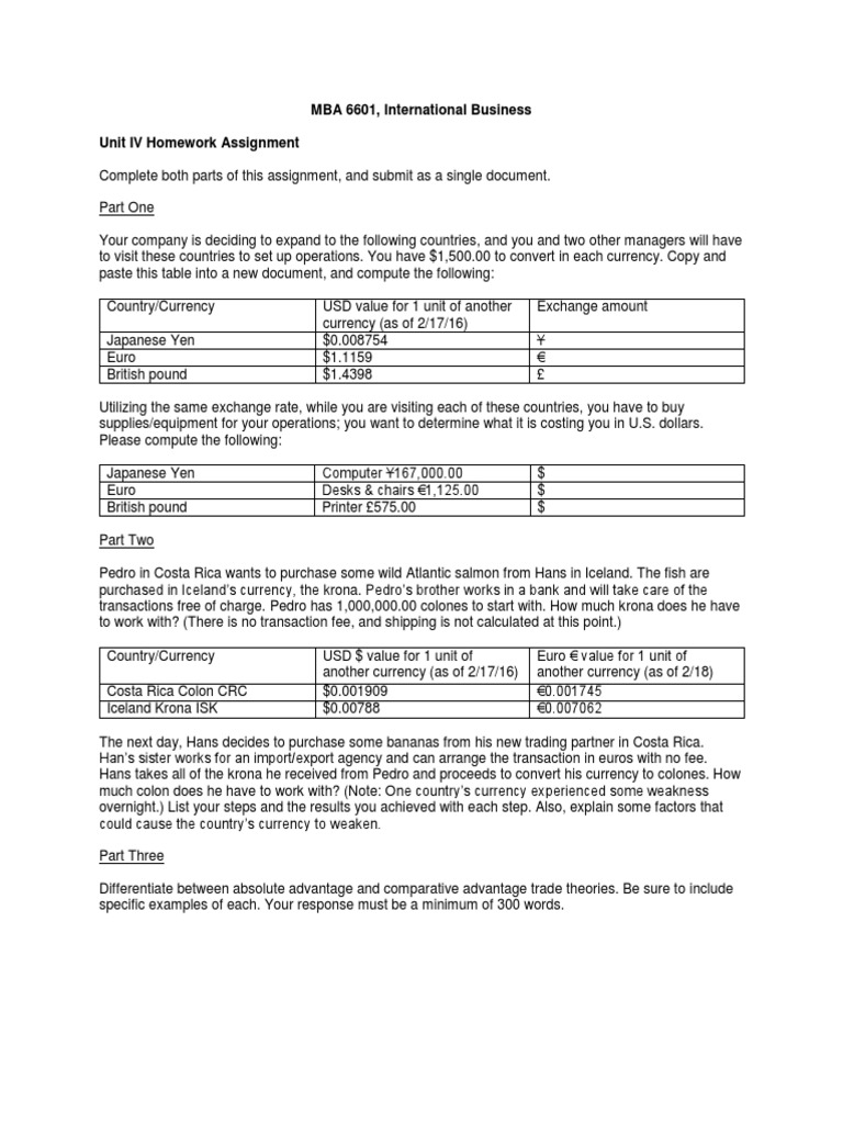 MBA 6601: International Business Currency Analysis | PDF | United ...