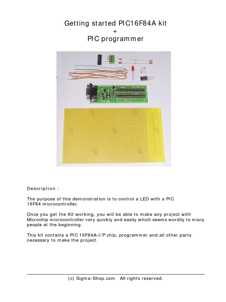 Getting Started PIC16F84A Kit + PIC Programmer | PDF | Microcontroller ...
