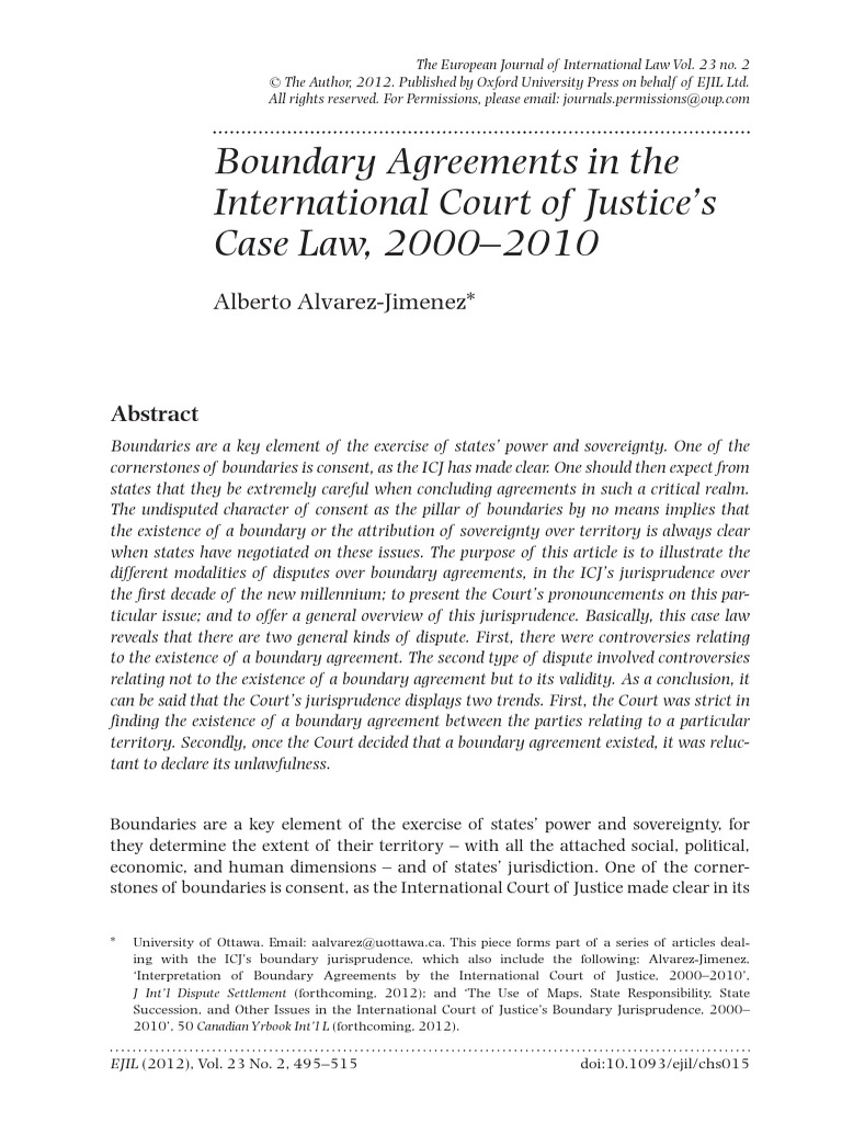 Boundary Agreement in ICJ | PDF | Treaty | Legal Concepts