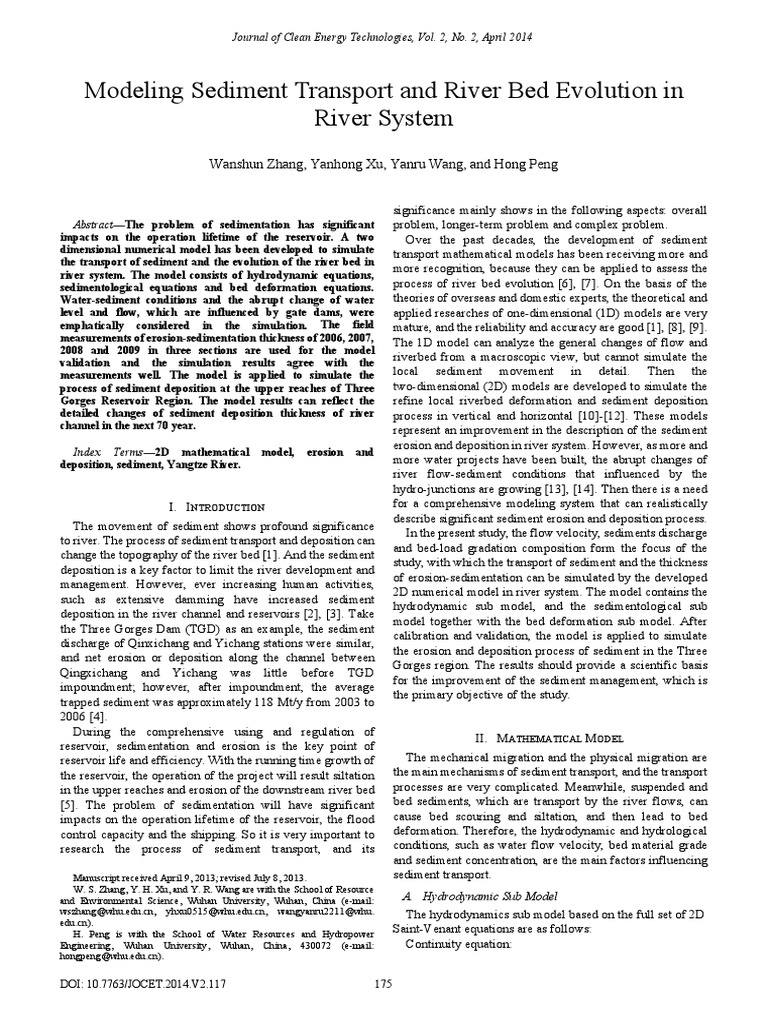 Modeling Sediment Transport and River Bed Evolution in River System ...