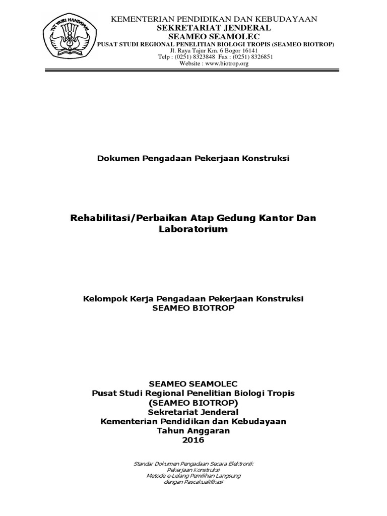 Dok Pengadaan Rehabilitasi Perbaikan Atap Gedung Kantor Dan Laboratorium | PDF | Teknologi ...