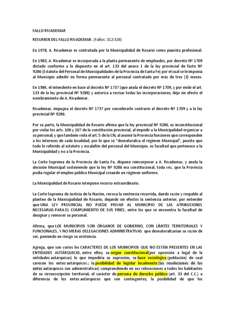 Fallo Rivademar | PDF | Esfera pública | Gobierno