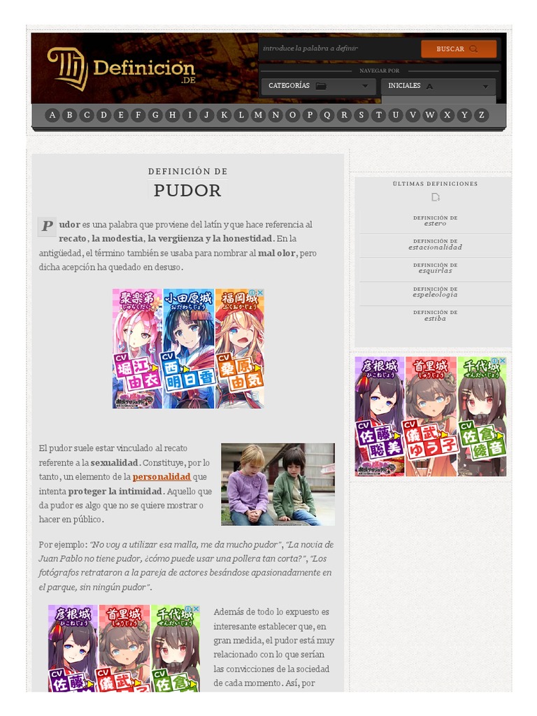 Definición de Pudor - Qué Es, Significado y Concepto | PDF | Modestia ...