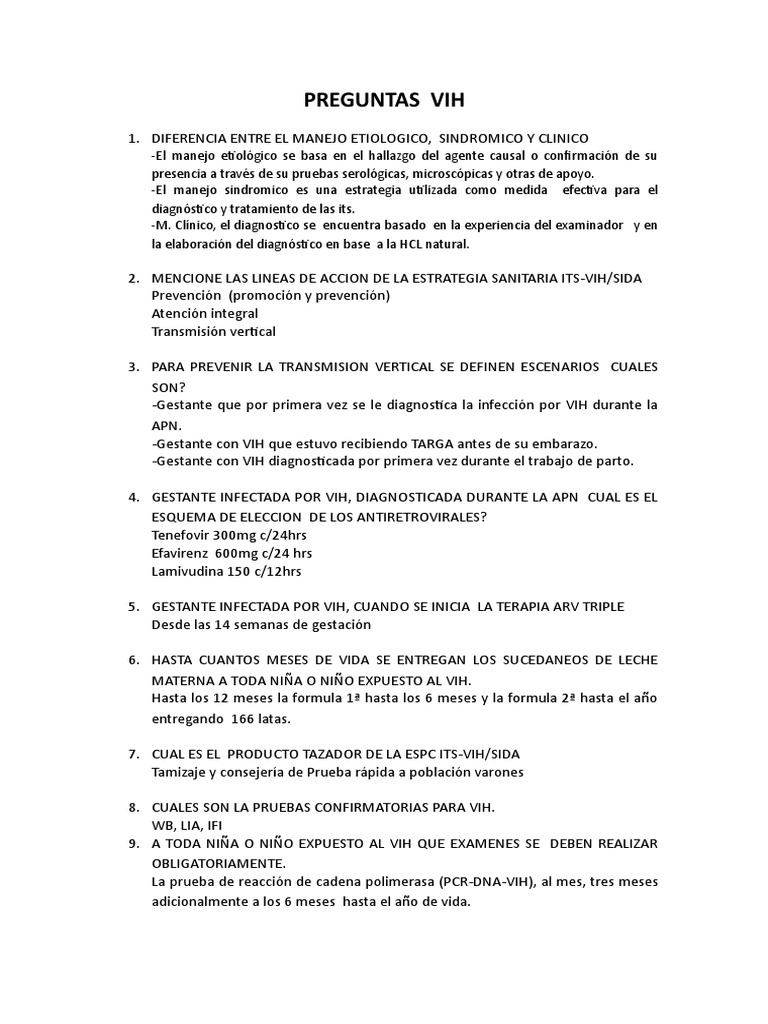 Preguntas Vih | PDF | Asistencia sanitaria preventiva | Cáncer