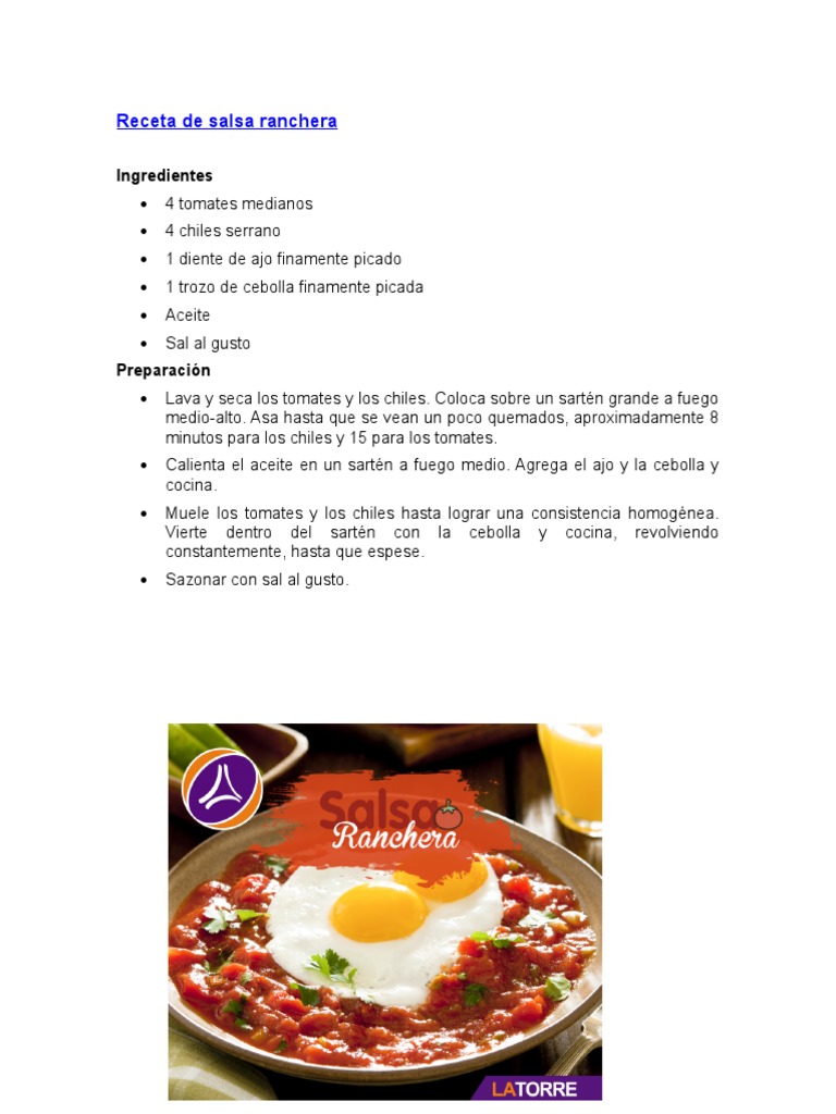 Receta de Salsa Ranchera | PDF
