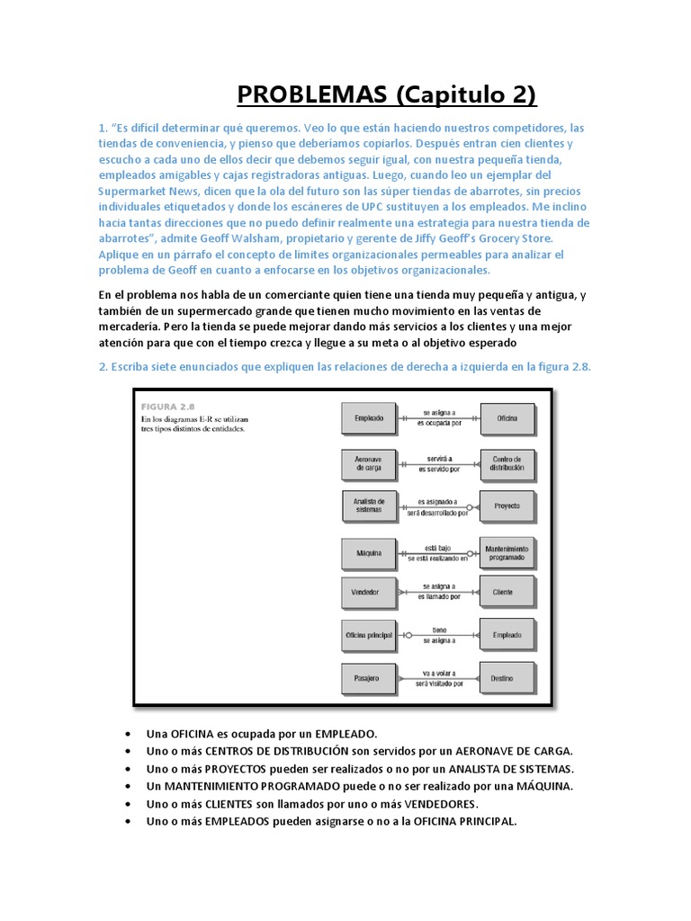 Problemas Capitulo 2 | PDF | Bases de datos | Diseño