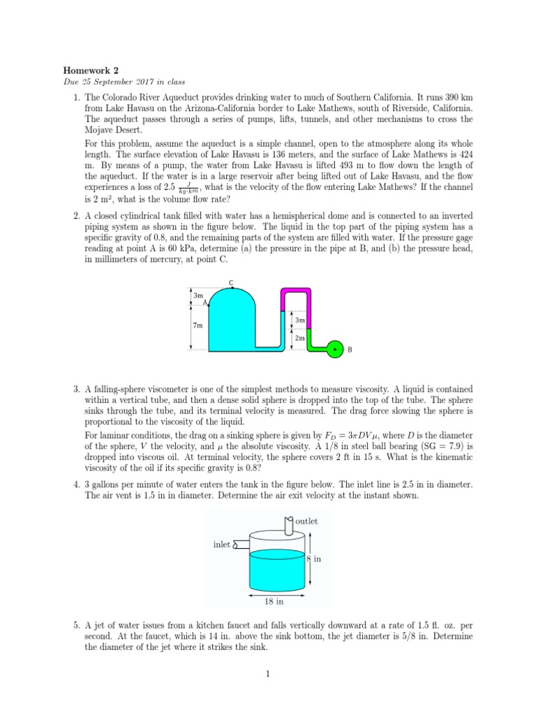 Homework 2 | PDF | Pressure | Viscosity