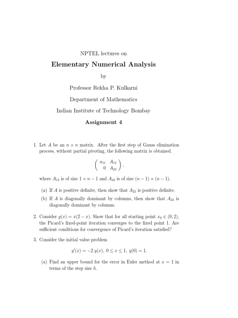 Elementary Numerical Analysis: NPTEL Lectures On | PDF
