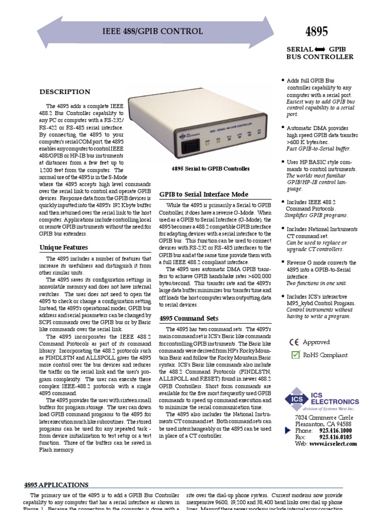 Ieee 488/gpib Control: Serial Gpib Bus Controller | PDF | Computer Networking | Equipment