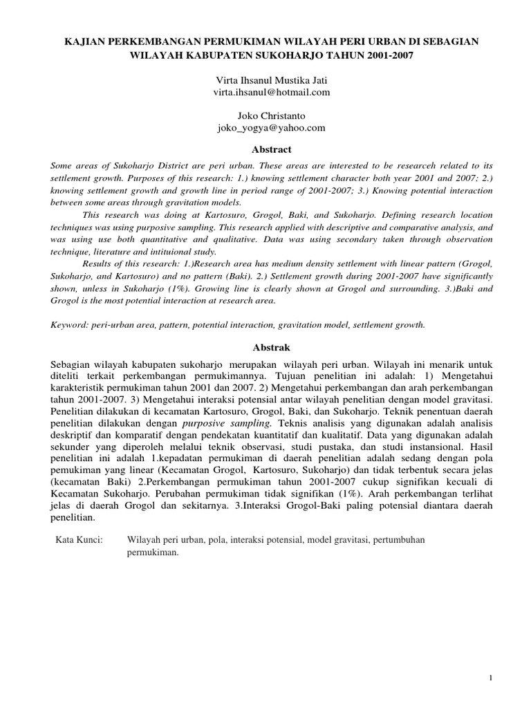 ID Kajian Perkembangan Permukiman Wilayah P PDF | PDF