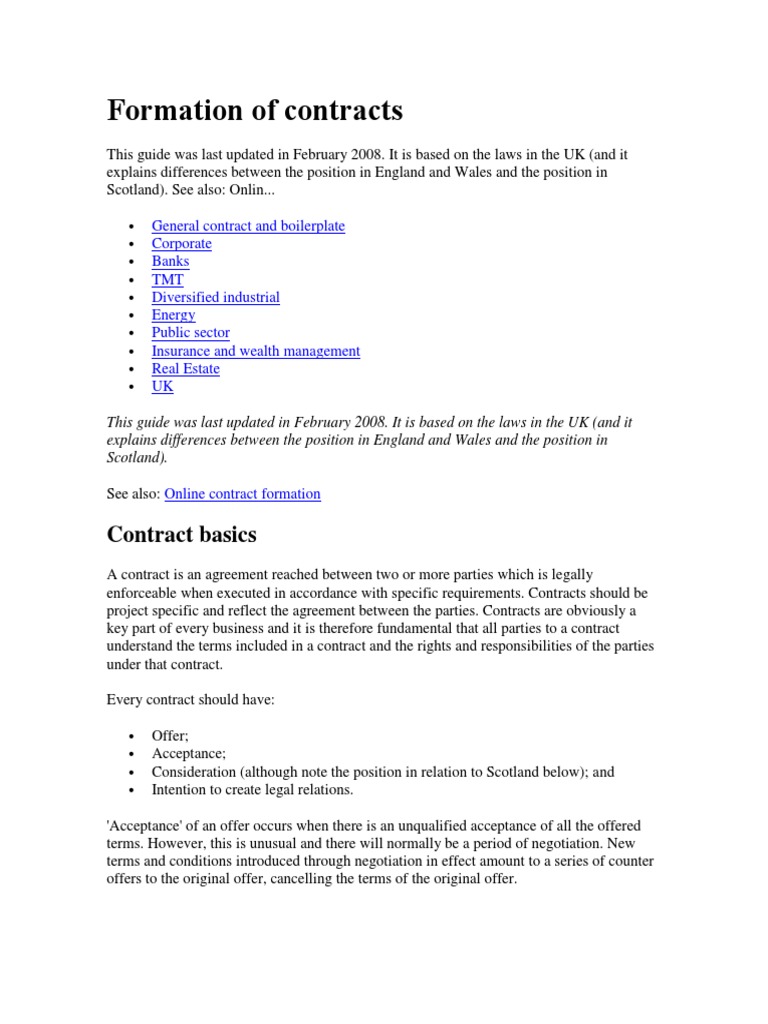 Formation of Contracts | PDF | Contractual Term | Indemnity