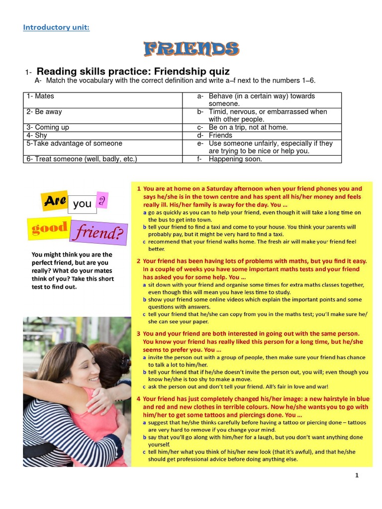Worksheet - FRIENDS | PDF | Friendship