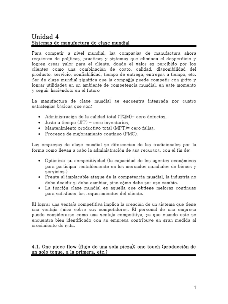 SM de Clase Mundial | PDF | Lean Manufacturing | Calidad (comercial)