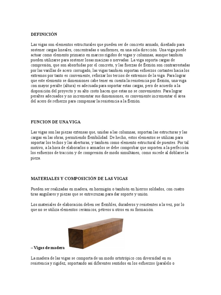 Vigas Definicion | PDF | Concreto reforzado | Hormigón