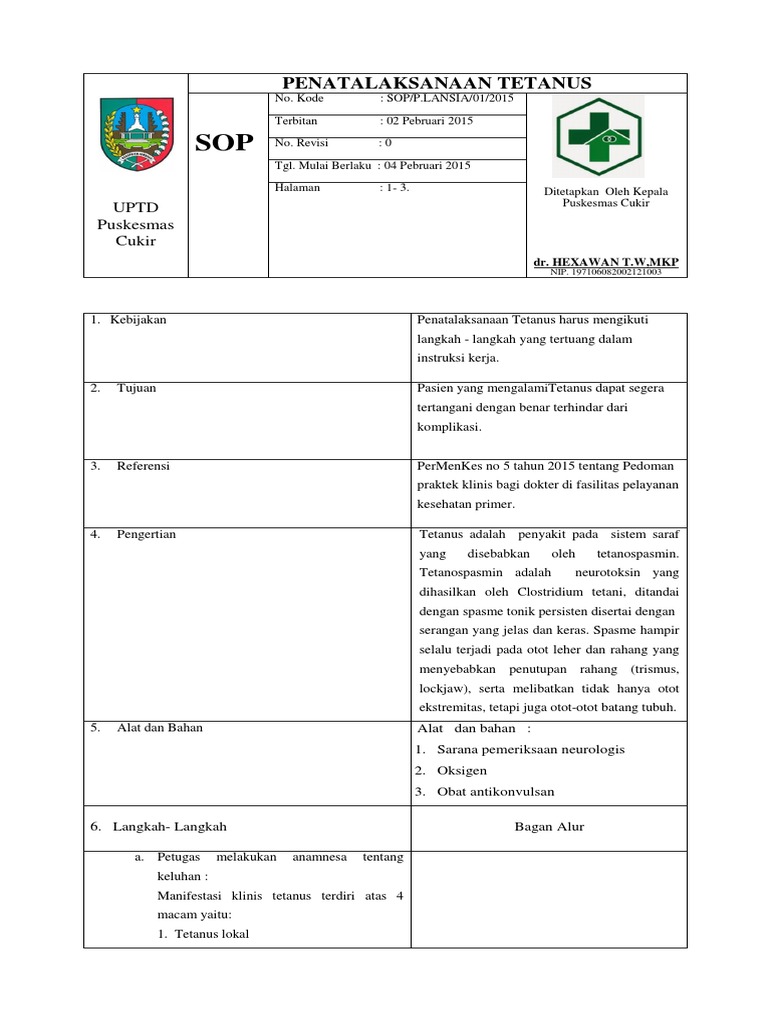 Penatalaksanaan Tetanus dan Gejalanya | PDF