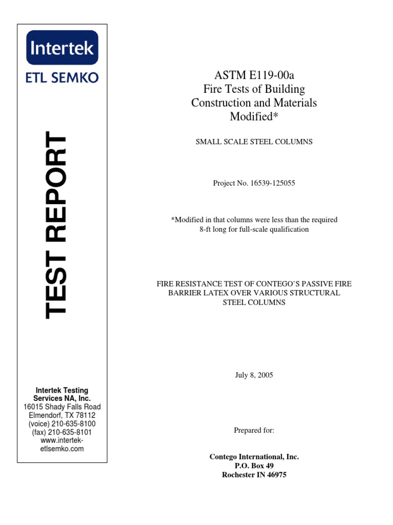 SteelASTM E119 Intertek 07082005 | PDF | Structural Steel | Thermocouple