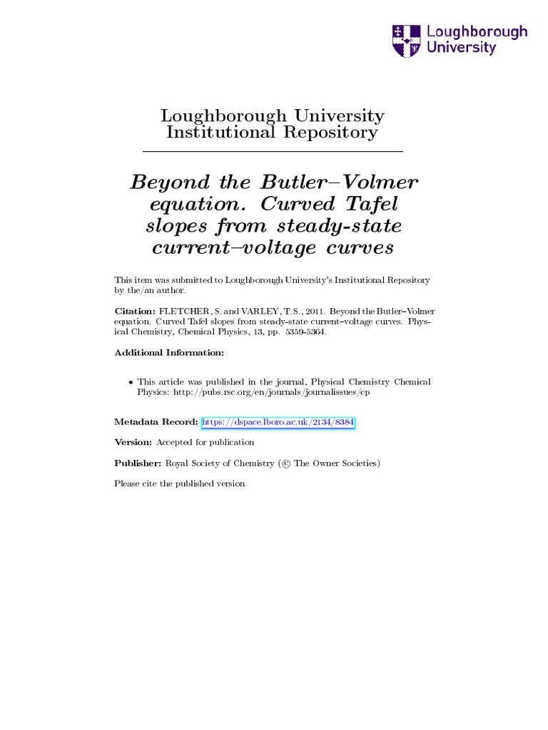 Beyond Butler-Volmer PDF | PDF | Electrochemistry | Physical Chemistry