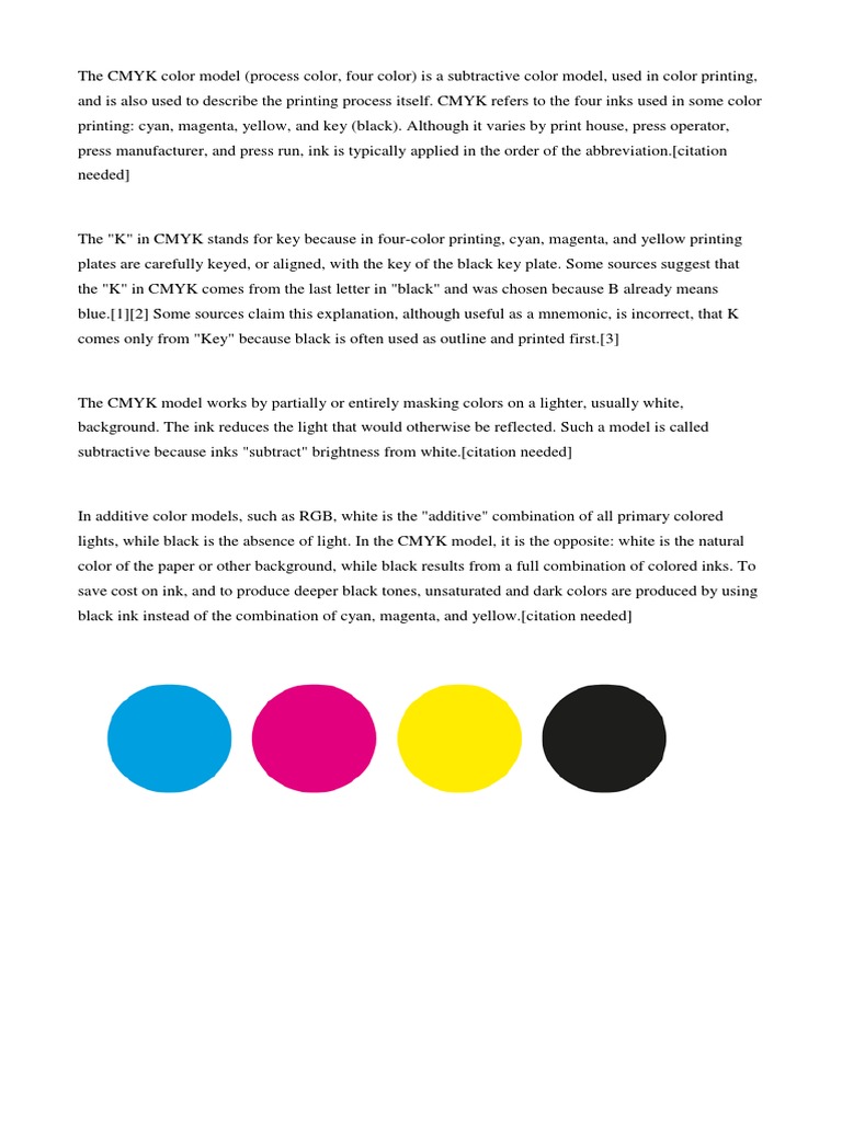 The CMYK Color Model | PDF
