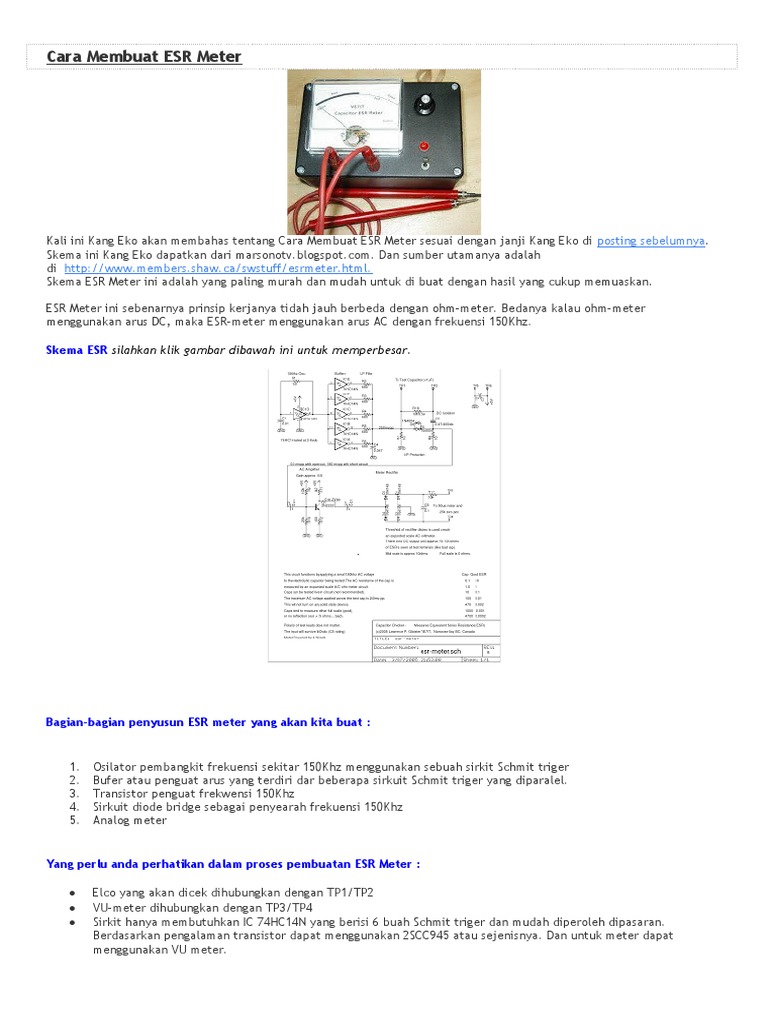 Cara Membuat ESR Meter | PDF