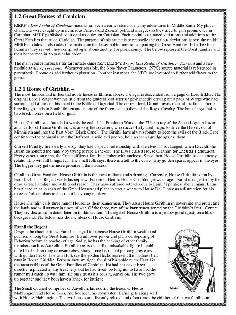 Great Houses of Cardolan Overview | PDF