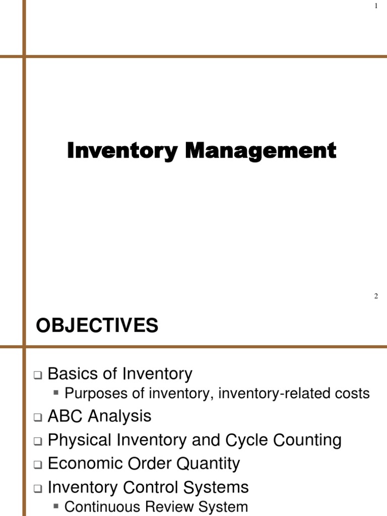 Inventory Management | PDF | Inventory | Demand