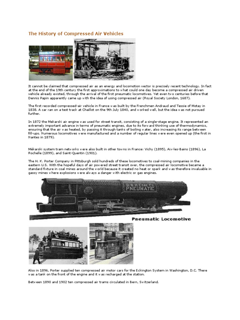 History of Compressed Air Vehicles | PDF | Internal Combustion Engine ...