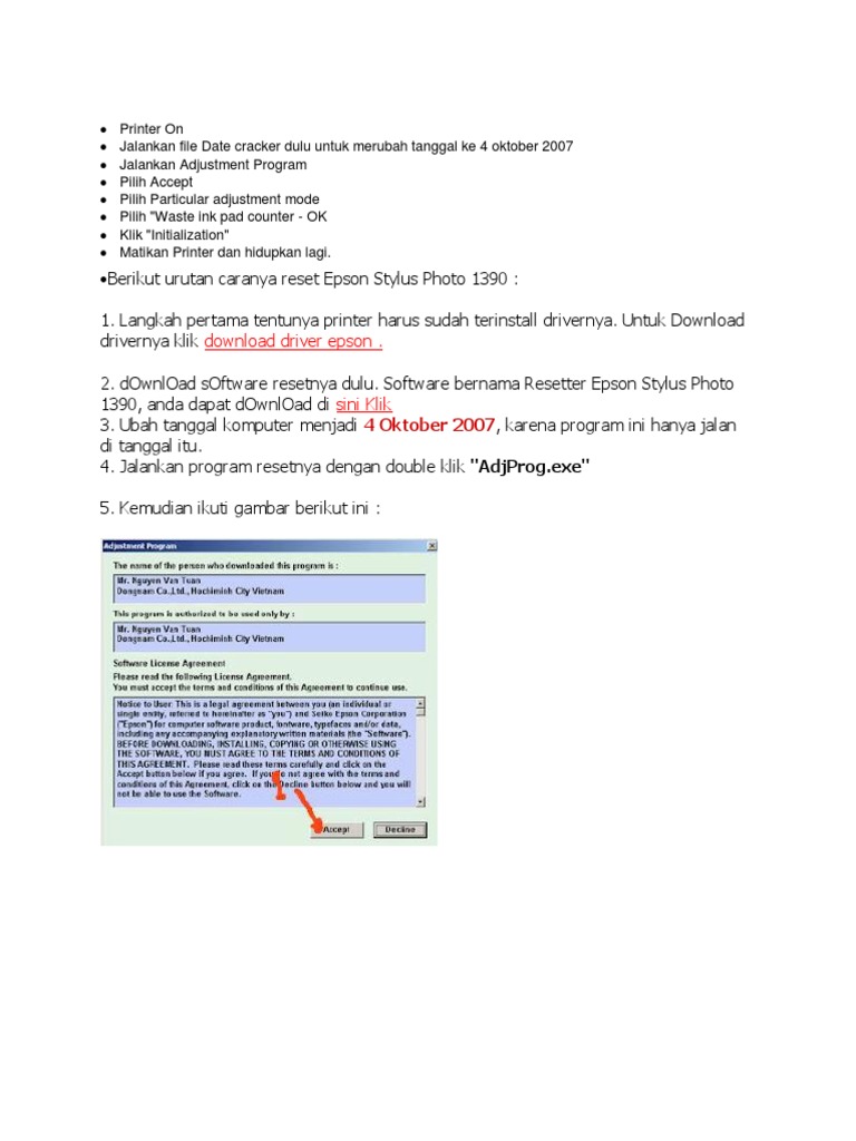 Reset Epson 1390 | PDF | Computing | Computing And Information Technology