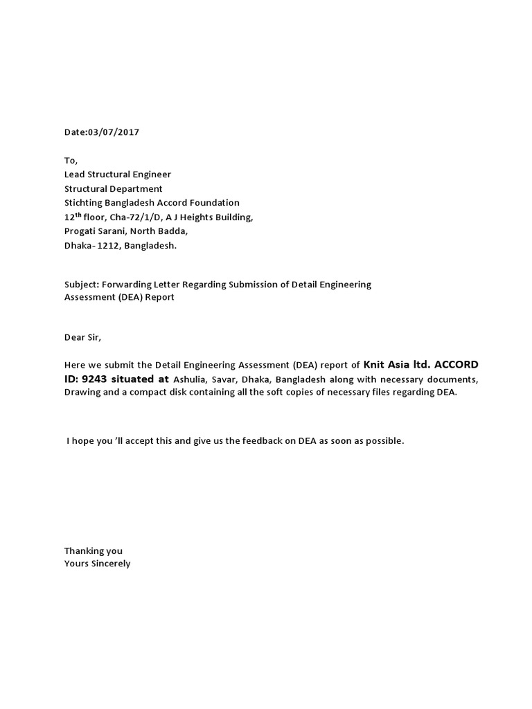 Accord Forwarding Letter | PDF