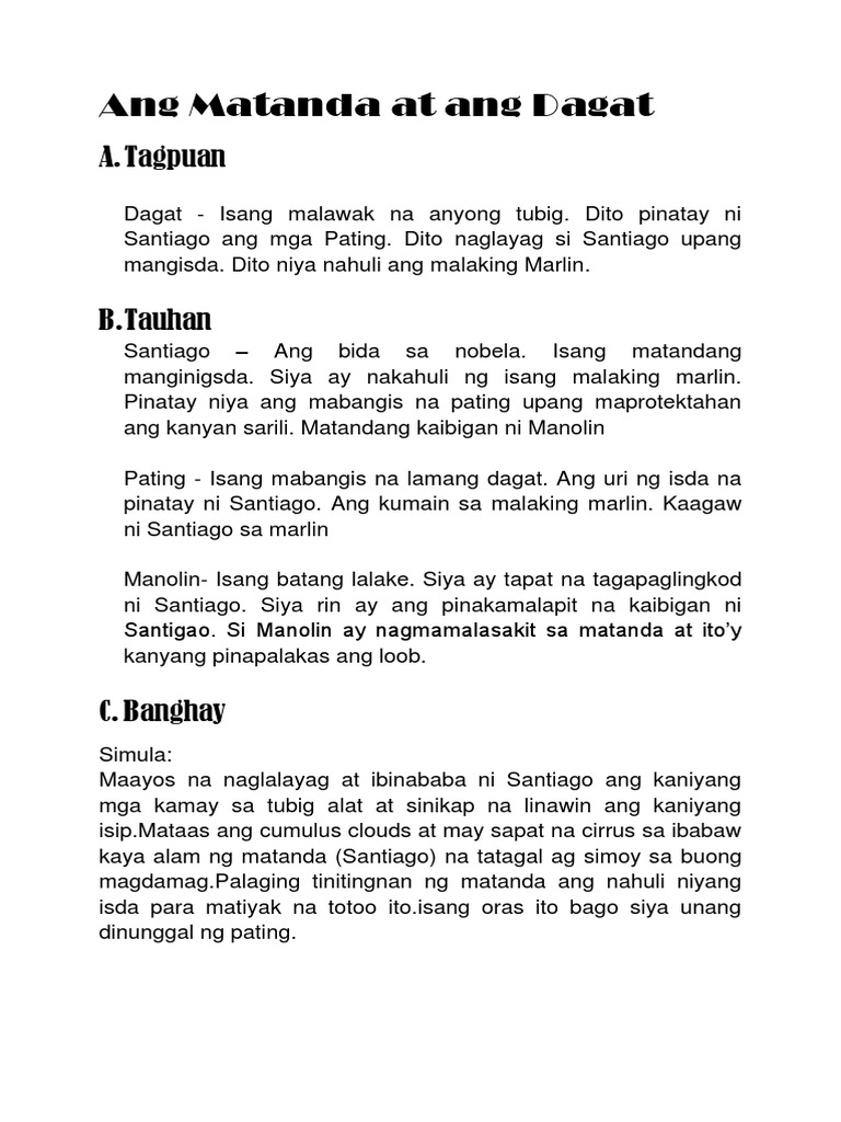 Ang Matanda at Ang Dagat | PDF