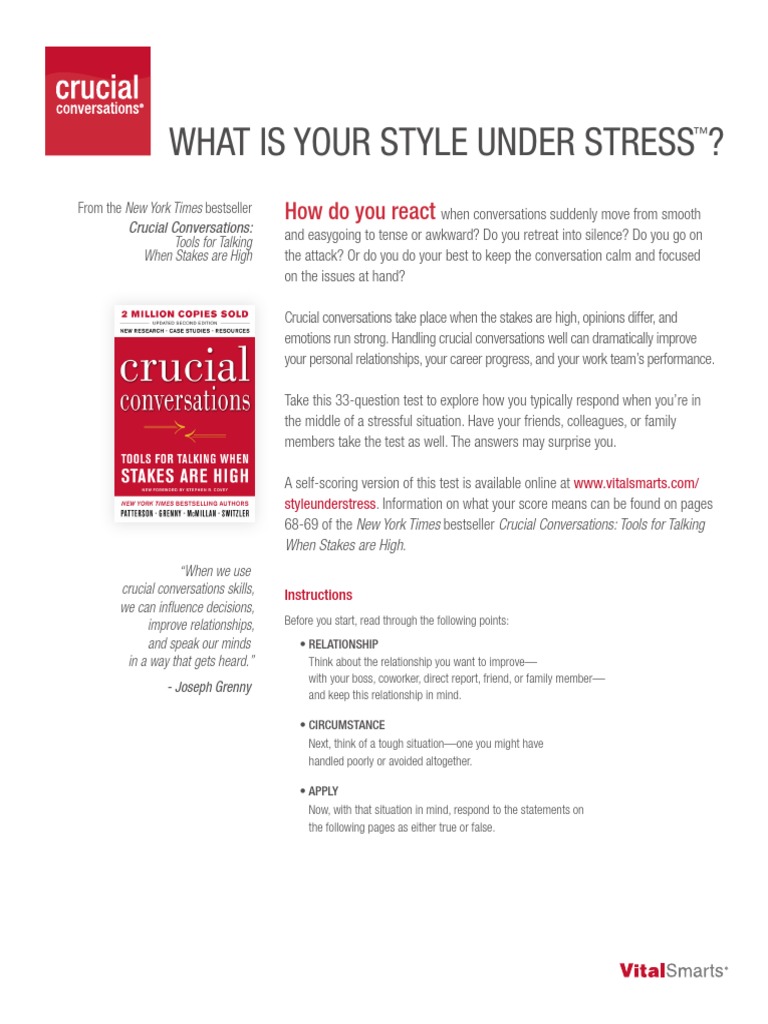 Style Under Stress Assessment PDF | PDF | Conversation | Question