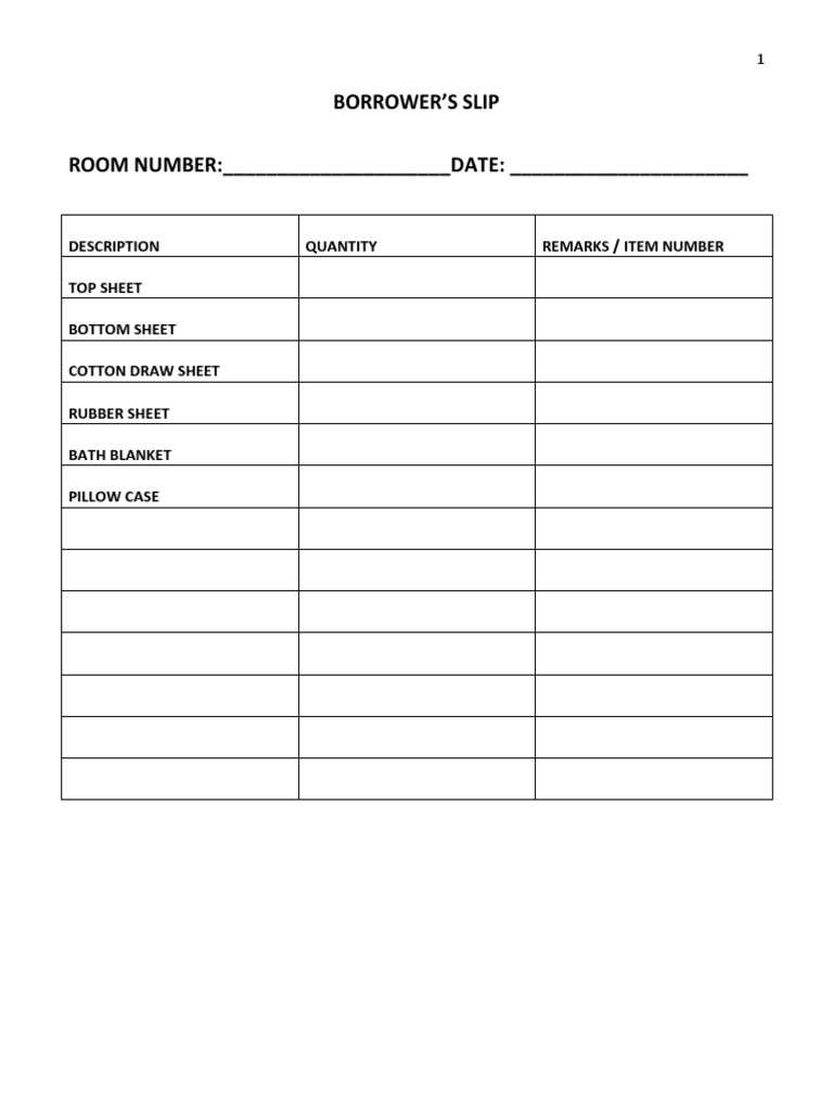 Linen Management Forms | PDF