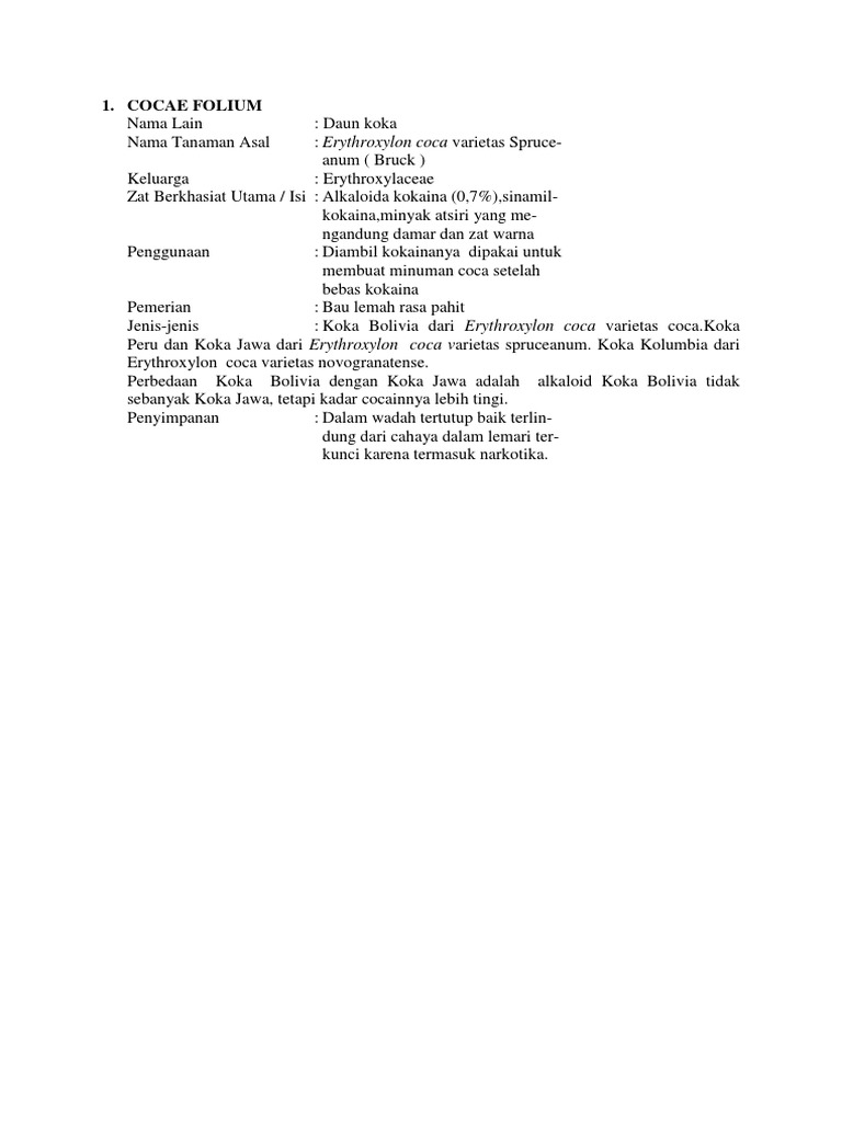 Cocae Folium | PDF